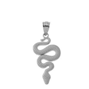 textured 925 sterling silver snake serpent animal charm pendant