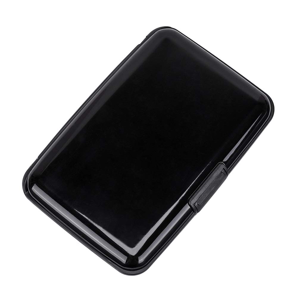 ELFISH RFID Blocking Credit Card Protector Aluminum ID Case Hard Shell Business Card Holders Metal Wallet for Men or Women (Black)