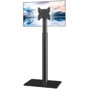 universal tv stand monitor with mount 100 degree swivel height adjustable and tilt function for 19 to 43 inch lcd, led oled tvs,space saving standing bedroom living room corner,black