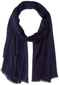 calvin klein women's studded logo pashmina, steel blue, one size