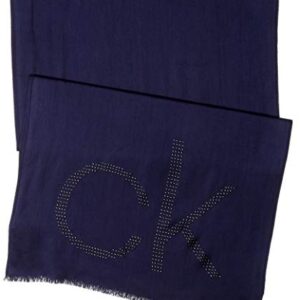 Calvin Klein Women's Studded Logo Pashmina, Steel Blue, One Size