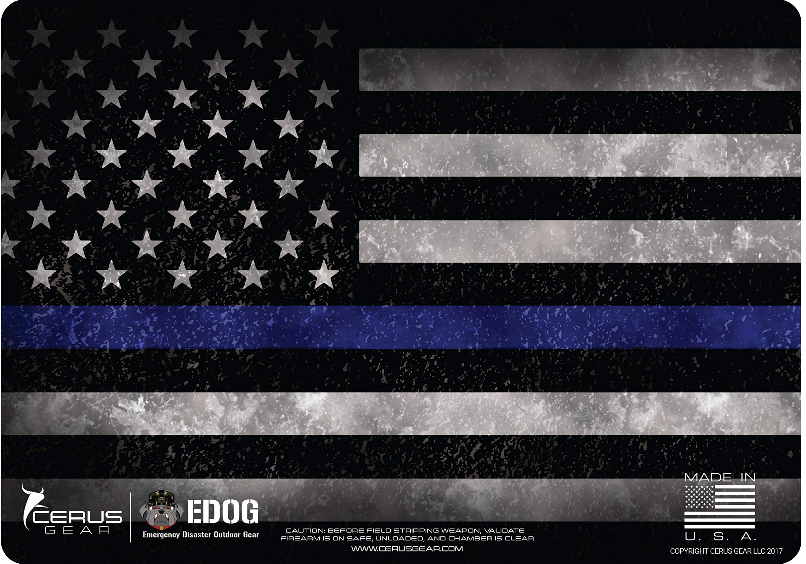 EDOG Cerus Gear Thin Blue Line Law Enforcement Promat Honoring Those That Serve & Sacrafice for Us Everyday Pistol Cleaning 12x17 Padded Gun-Work Surface Protector Mat Solvent & Oil Resistant