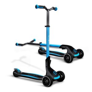 globber ultimum scooter | 3-wheel kick scooter for adults & kids 5+ | foldable kick scooter with safe, non-slip deck & premium brakes (sky blue)