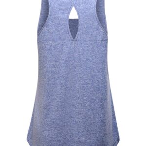 MOQIVGI Workout Tank Tops for Women Summer Sleeveless Yoga Tunic Shirts Juniors Boutique O Neck Elastic Loose Fit Sports Clothing Utility Cute Soft Breezy Fast Dry Gym Wear Clothes Blue Medium