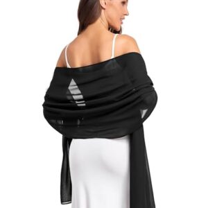 olyrjie Soft Chiffon Scarfs Shawls and Wraps for Evening Dresses Wedding Shawl Wraps Bridal Scarve for Women Black,one size