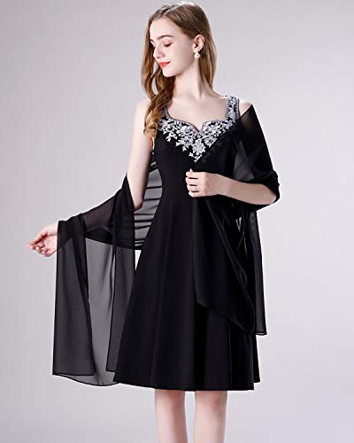 olyrjie Soft Chiffon Scarfs Shawls and Wraps for Evening Dresses Wedding Shawl Wraps Bridal Scarve for Women Black,one size