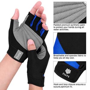 FitsT4 Sports Half Finger Padded Palm Gloves for Diving, Sailing, Jet Skiing, Stand-UP Boarding, Kayaking and Water Skiing, Suitable for Men&Women&Youth