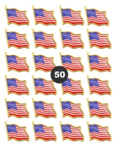 50 pcs american flag lapel pins -50 usa waving flag pins united states us badge pins brooch for patriotic display -50 pack