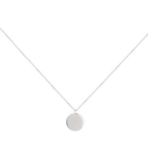 round coin pendant necklace for women girls 925 sterling silver 14k gold full moon minimalist geometric disk circle chain delicate choker dainty collar jewelry gifts box (silver)