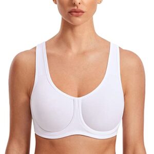 syrokan women's max control underwire sports bra high impact plus size with adjustable straps white 40c