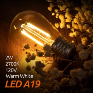 addlon LED Replacement Bulbs 2W S14 4 Pack Waterproof E26 Screw Base for Outdoor LED String Lights Shatterproof