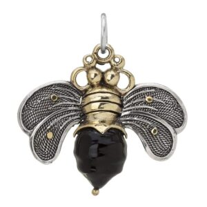 Waxing Poetic Bee Brave Sterling Silver, Brass and Black Resin Bee Pendant