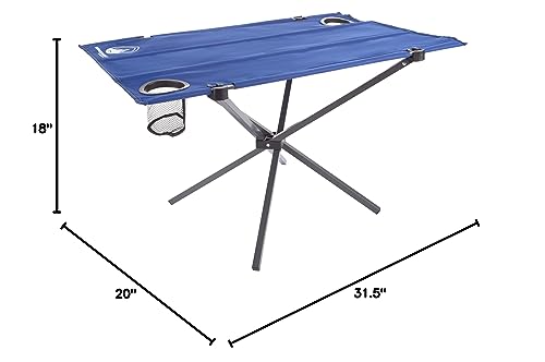 Wakeman Portable Folding Camping Table with 2 Cupholders and Carrying Bag - for Camping, Hiking, Picnics, Sporting Events, and The Beach (Blue)