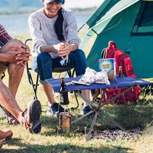 Wakeman Portable Folding Camping Table with 2 Cupholders and Carrying Bag - for Camping, Hiking, Picnics, Sporting Events, and The Beach (Blue)