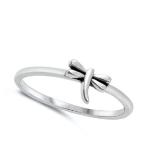 Classic Simple Dragonfly Nature Garden Ring New .925 Sterling Silver Band Size 7