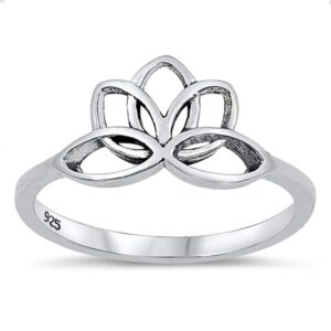 beautiful spiral lotus flower ring new .925 sterling silver band size 9