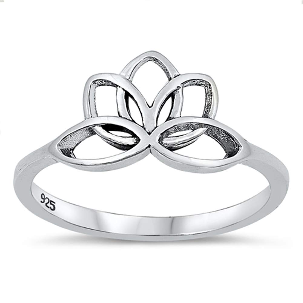 Beautiful Spiral Lotus Flower Ring New .925 Sterling Silver Band Size 9