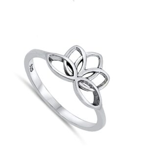 Beautiful Spiral Lotus Flower Ring New .925 Sterling Silver Band Size 9