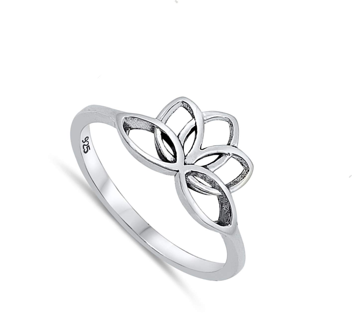 Beautiful Spiral Lotus Flower Ring New .925 Sterling Silver Band Size 9