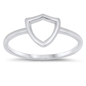 classic simple open shield crest ring new .925 sterling silver band size 4