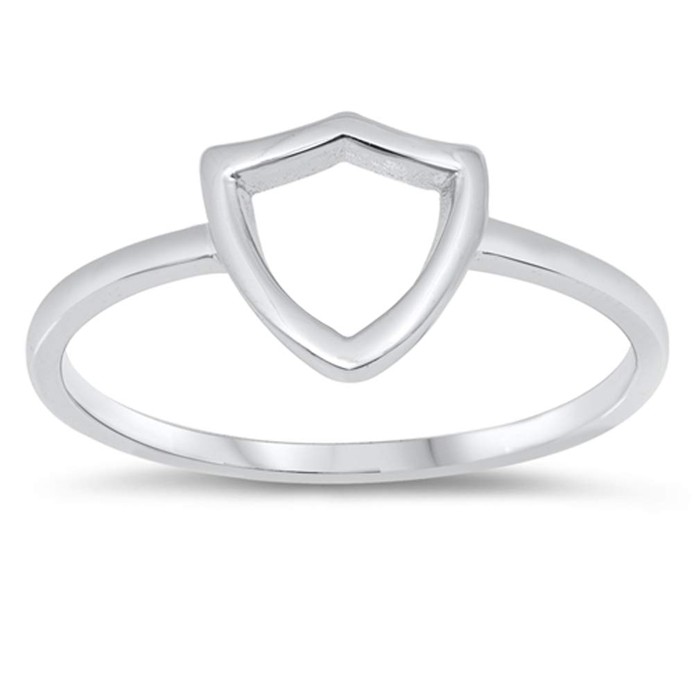 Classic Simple Open Shield Crest Ring New .925 Sterling Silver Band Size 4