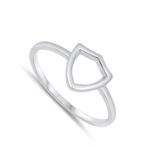 Classic Simple Open Shield Crest Ring New .925 Sterling Silver Band Size 4