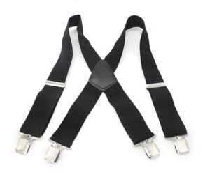 sold_by_cheapnwork mens braces suspenders black 50mm (width) x back heavy duty biker snowboard trousers elastic tuxedo pant