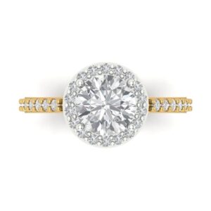 clara pucci 2.40 ct round cut solitaire halo moissanite designer anniversary bridal engagement ring 14k yellow & white gold 8.5