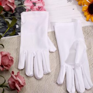 Sumind 3 Pairs Wrist Length Gloves Women Short Satin Gloves Opera Short Gloves for 1920s Wedding Party (Black 2, White 2, Red 2)