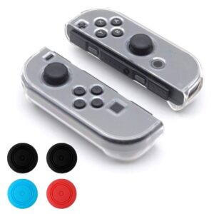 anti-scratch detachable transparent crystal protective hard case cover skin shell with thumbstick for switch ns nx joy-con controller