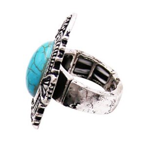 Rosemarie Collections Women's Southwest Style Turquoise Concho Stretch Ring