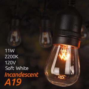 addlon Incandescent Replacement Bulbs 11W S14 4 Pack Waterproof E26 Screw Base for Outdoor Incandescent String Lights