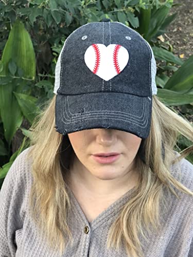 Cocomo Soul Womens Baseball Heart Hat Baseball Love Hat Baseball Mom Hat Cap 200 Dark Grey