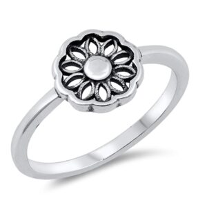 beautiful cutout sunflower ring new .925 sterling silver band size 6