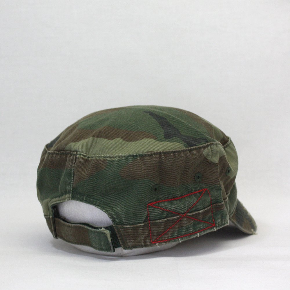 The Vintage Year Camouflage Army Outdoor Hunting Unstructured Adjustable Cadet Army Baseball Cap (Woodland Camo Frayed Cadet)