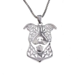 pit bull dog sterling silver necklace by ginger lyne ears down puppy dog pet pendant box chain doggie animal paw print heart jewelry for pit mom