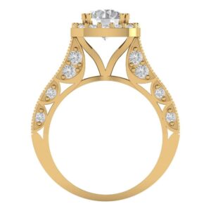 Clara Pucci 1.95 ct Round Cut Solitaire Halo Stunning Moissanite Designer Anniversary Bridal Engagement Ring 14k Yellow Gold 6