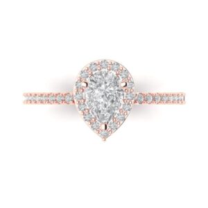 clara pucci 1.22 ct pear cut solitaire stunning moissanite designer anniversary bridal engagement ring 14k rose gold 9.25