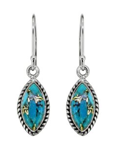 yotreasure blue copper turquoise dangle earrings solid 925 sterling silver birthstone jewelry for women