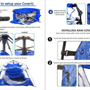 CoverU Sports Tent Pod – Pop Up 2 Person Cold Climate Canopy Shelter – BLUE – Patented