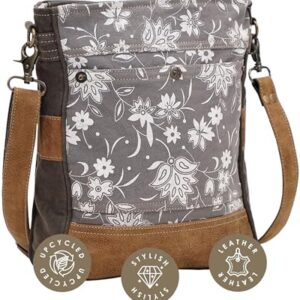 Myra Bag Blossom Print Upcycled Canvas & Leather Shoulder Bag S-1427