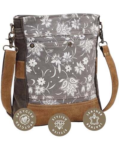 Myra Bag Blossom Print Upcycled Canvas & Leather Shoulder Bag S-1427