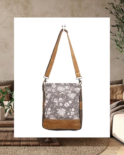 Myra Bag Blossom Print Upcycled Canvas & Leather Shoulder Bag S-1427