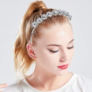 Coucoland Vintage Disco Ball Headband 1970s Disco Costume Headpiece for Disco Party (Silver)