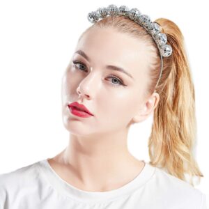 Coucoland Vintage Disco Ball Headband 1970s Disco Costume Headpiece for Disco Party (Silver)