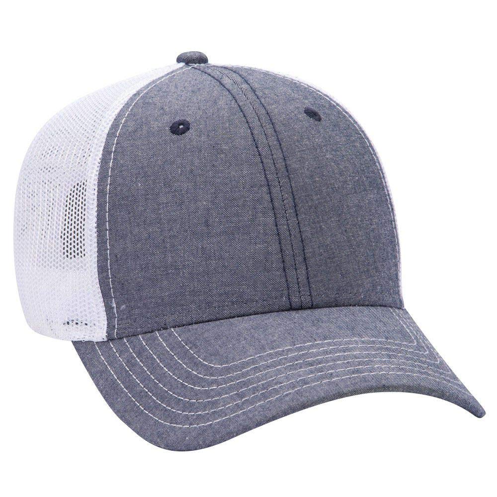 OTTO Cotton Blend Chambray 6 Panel Low Profile Baseball Cap - NVY/Wht