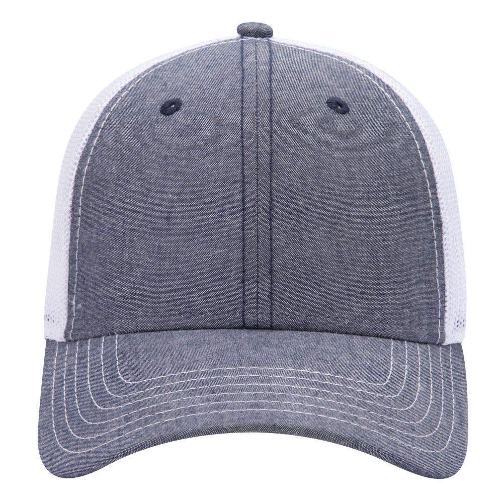 OTTO Cotton Blend Chambray 6 Panel Low Profile Baseball Cap - NVY/Wht