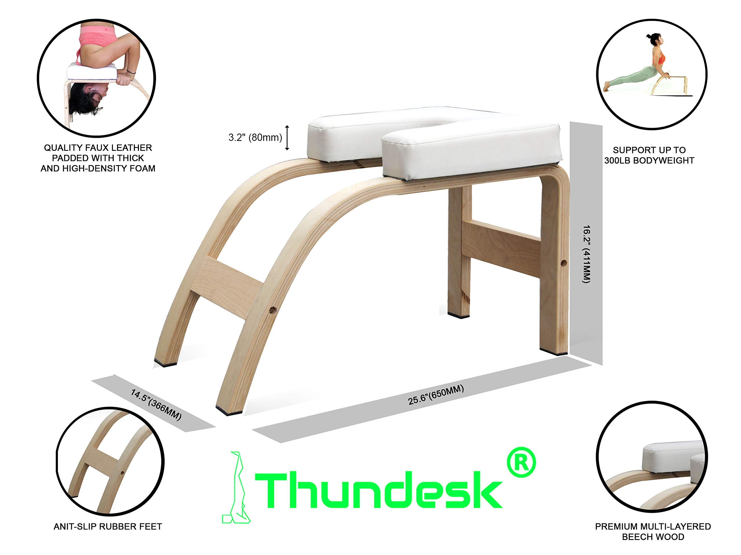 THUNDESK Yoga Inversion Bench,Yoga Headstand Prop,Upside Down Chair for Balance Training, Core Strength Building,Yoga,Pilates Chair (White)