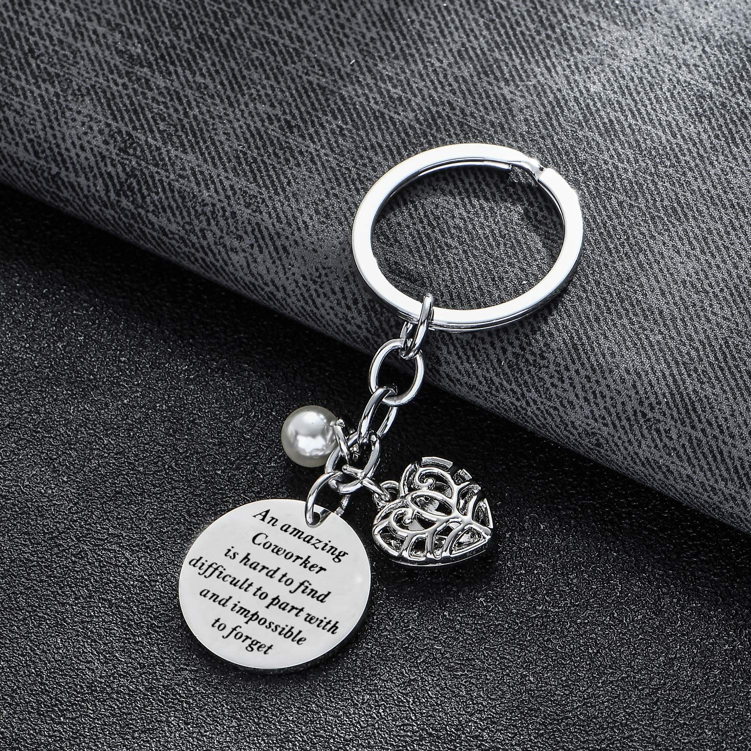 BESPMOSP Coworker Leaving Heart Keychain an Amazing Coworker is Hard to Find Difficult to Part with and Impossible to Forget Goodbye Gifts for Best Coworker Colleague and Boss