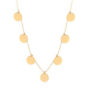 gelin disc station necklace in 14k solid gold | 14k yellow gold station necklace for women, 18"